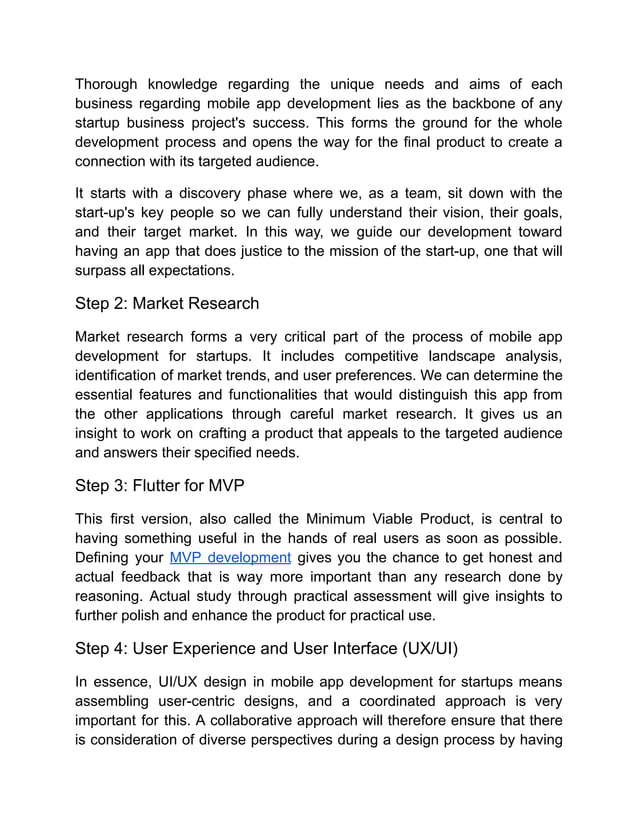 Transparent Approach to Flutter App Development for Startups | PDF