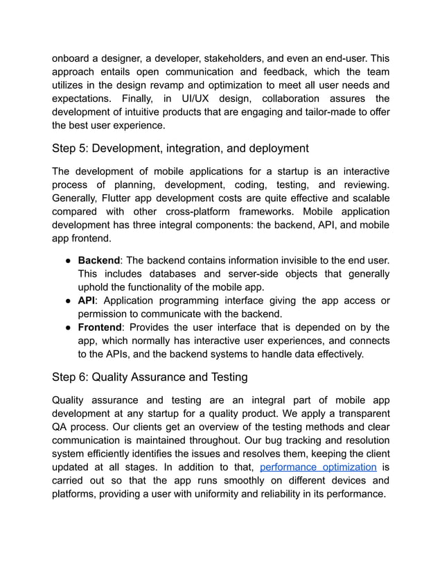 Transparent Approach to Flutter App Development for Startups | PDF