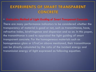 Transparent concrete (translucent) | PPT
