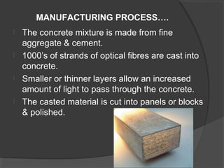 Transparent concrete | PPTX | Civil Engineering Industry | Industries