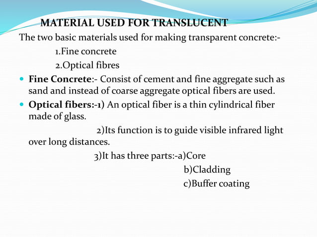 Transparent concrete ppt | PPTX | Civil Engineering Industry | Industries