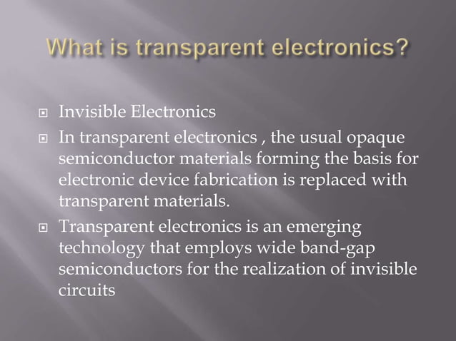 Transparent Electronics | PPT