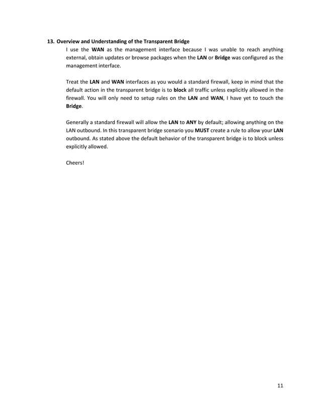 Transparent firewall filtering bridge - pf sense 2.0.2 by william tarrh ...