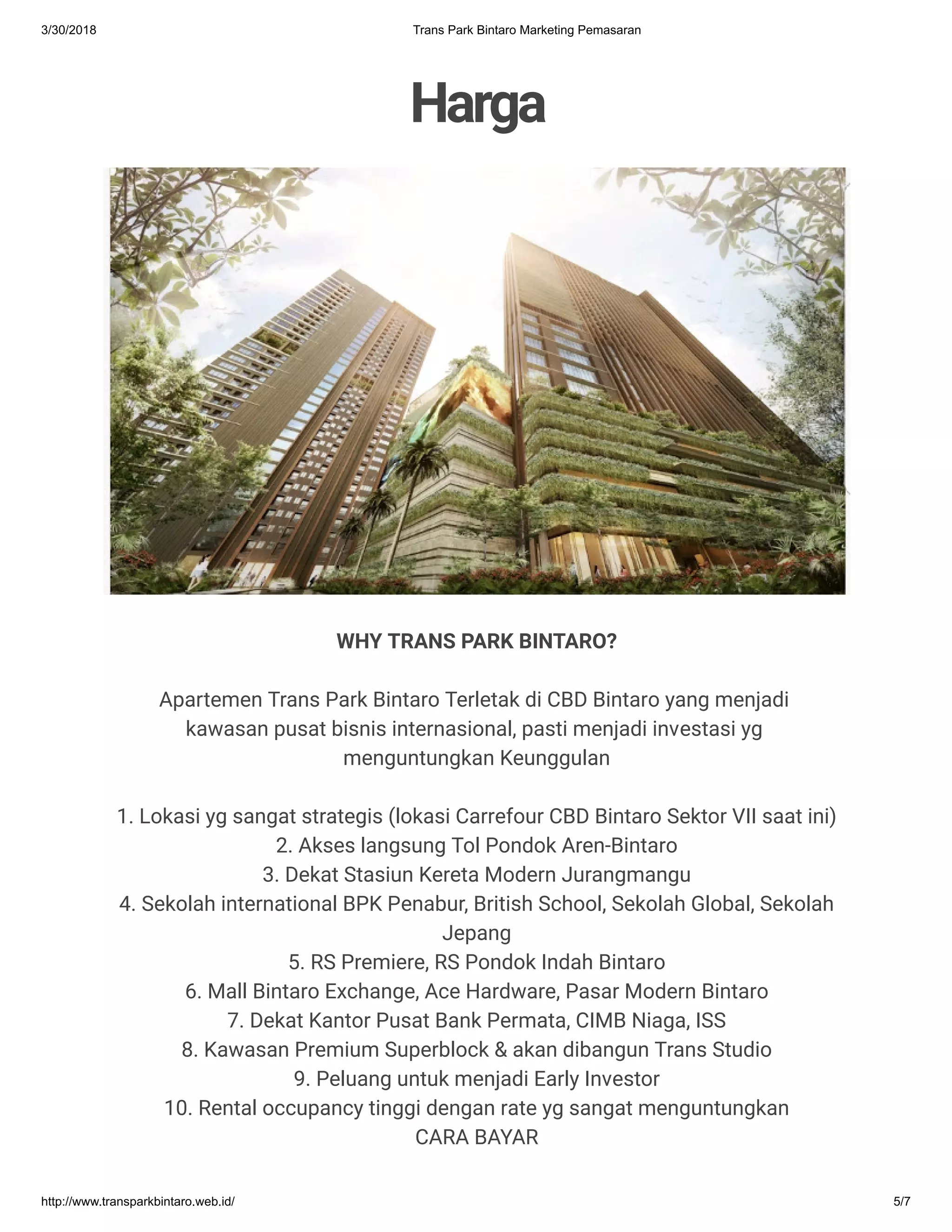 Trans Park Bintaro Presentation | PDF