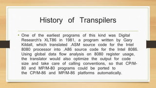 Transpilers(Source-to-Source Compilers) | PPTX
