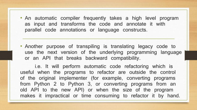 Transpilers(Source-to-Source Compilers) | PPTX | Programming Languages | Computing