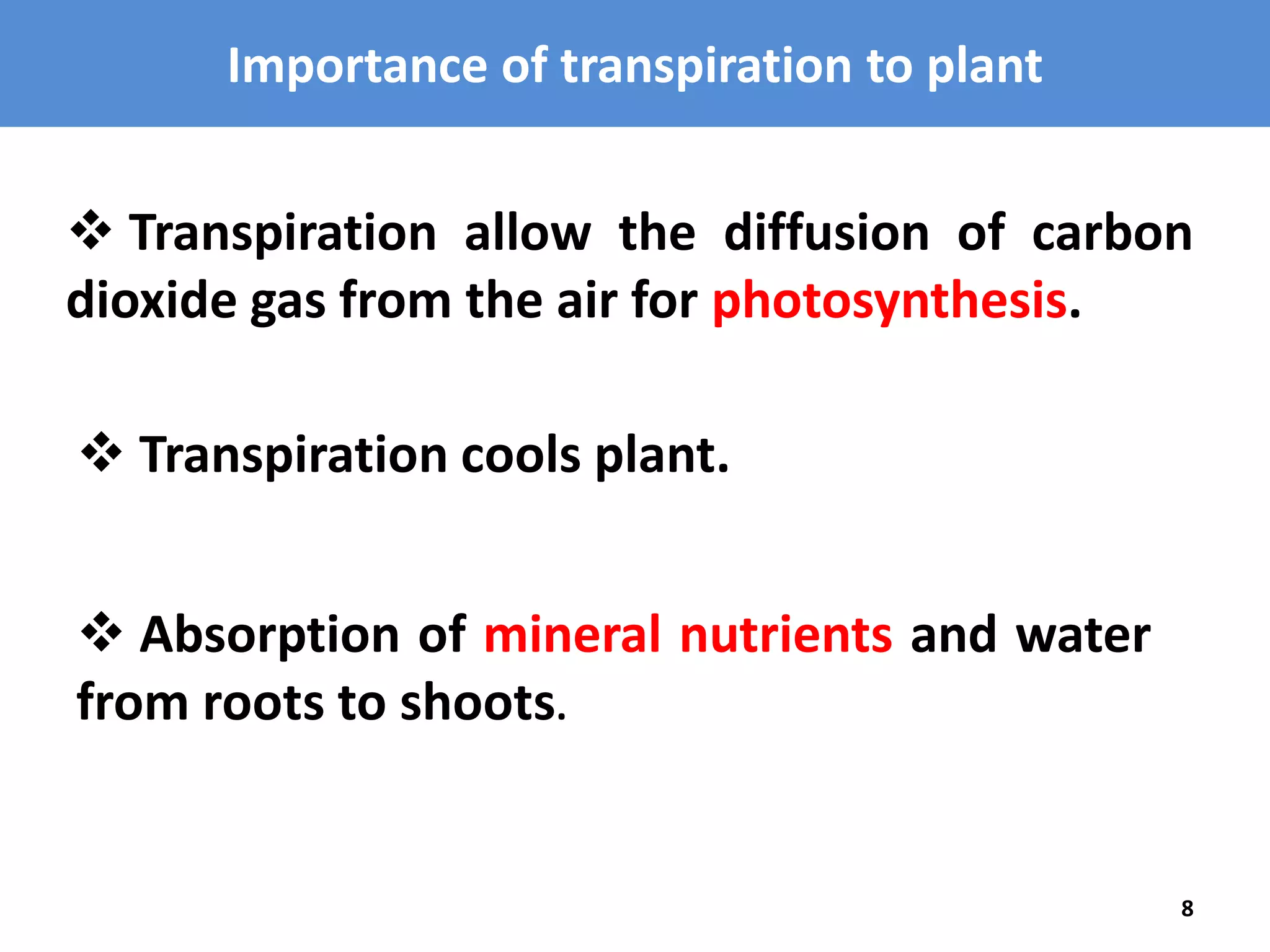 Transpiration with its types | PPTX