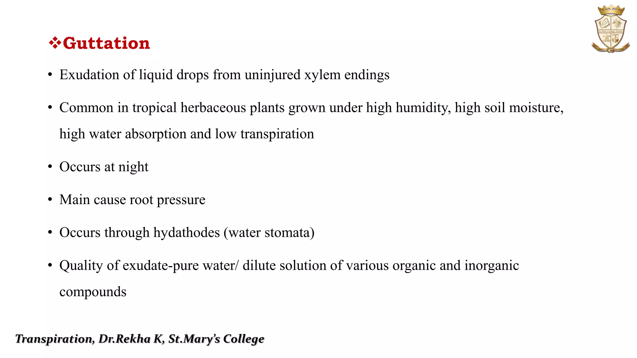 Botany:Transpiration | PPTX