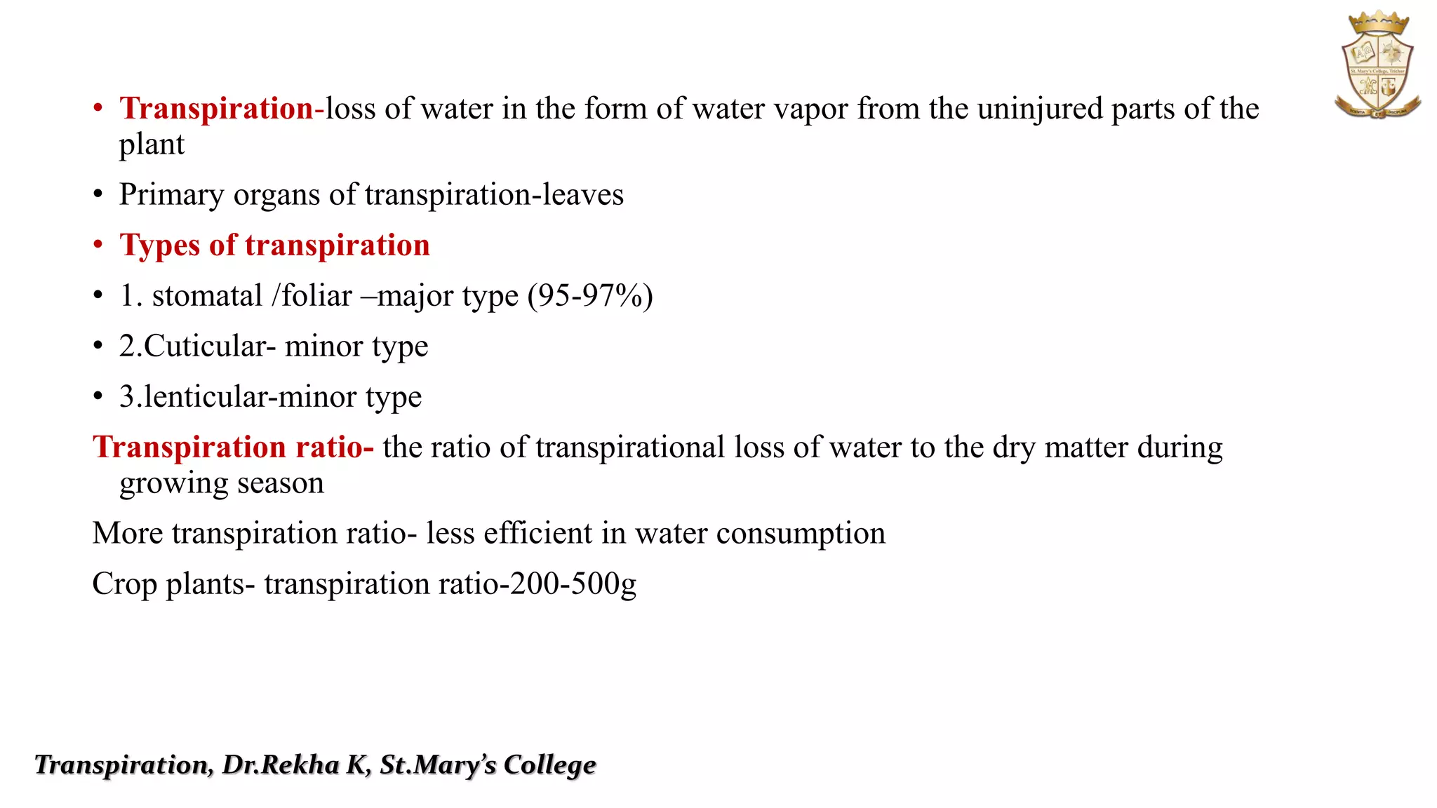 Botany:Transpiration | PPTX