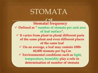 Transpiration-an important physiological feature in plants | PPT