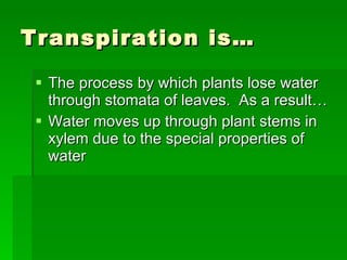 Transpiration Experiment Procedure