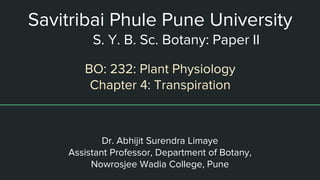 Transpiration plant physiology | PDF