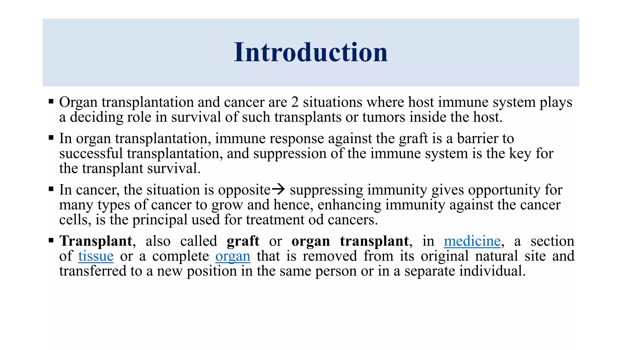 Transplant and Cancer Immunology | PPTX