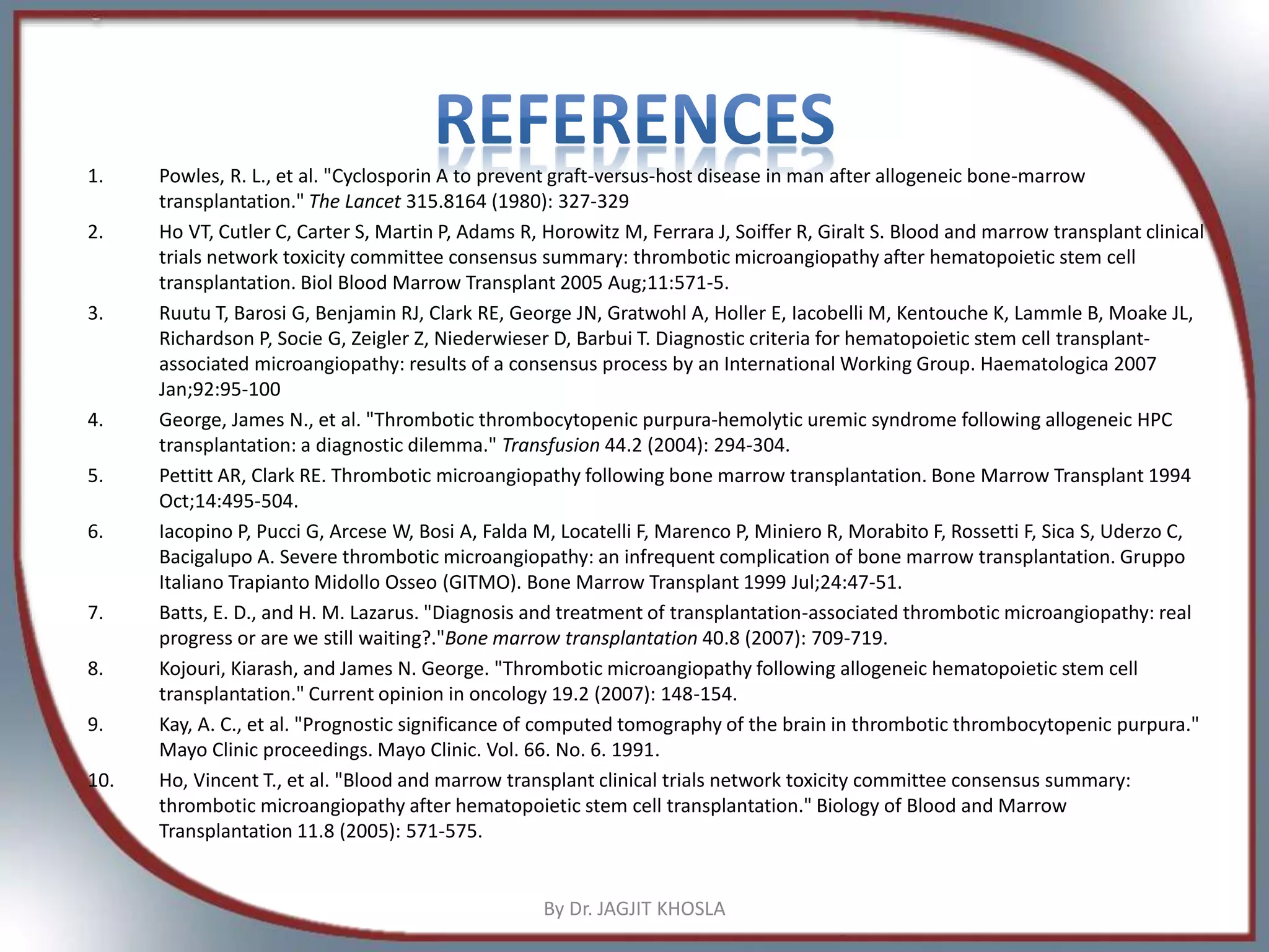 Transplantation associated Thrombotic microangiopathy (TA-TMA) | PPTX