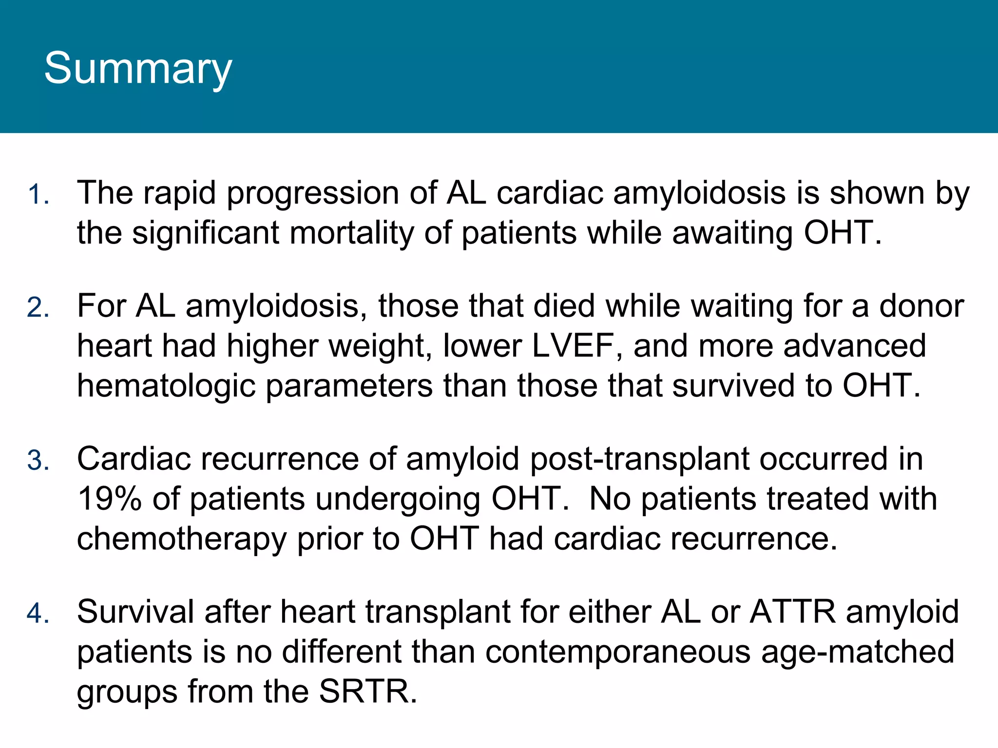 Transplanting cardiac amyloidosis when to refer for heart transplant | PDF
