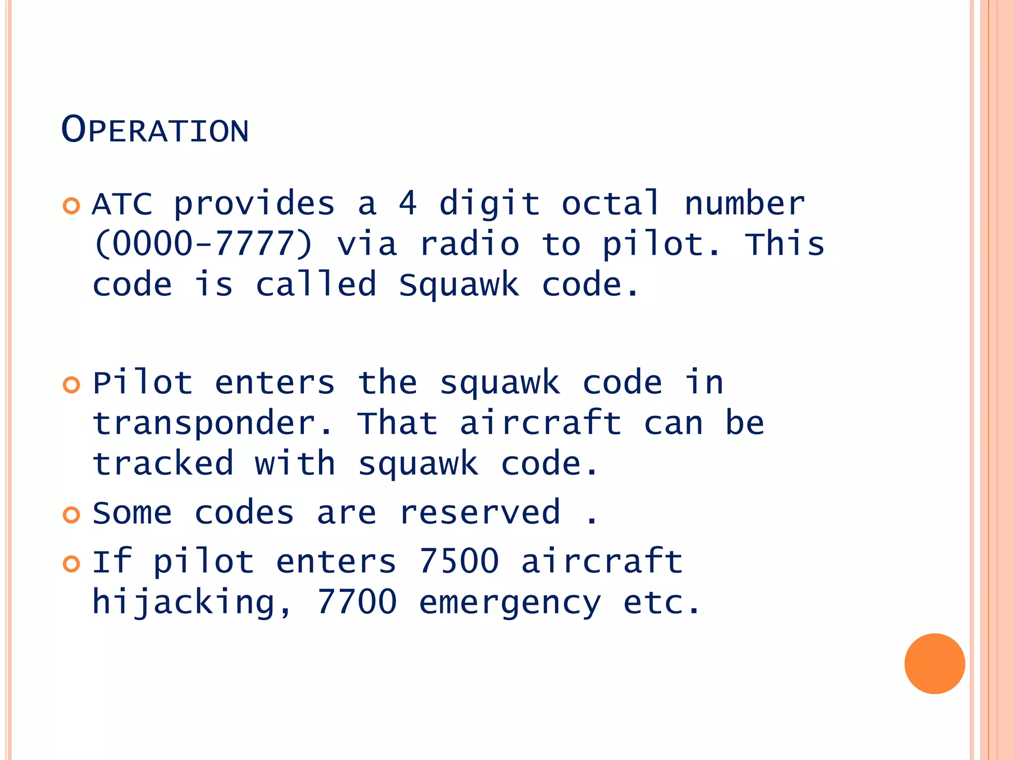 Transponders in commercial aircrafts | PPTX