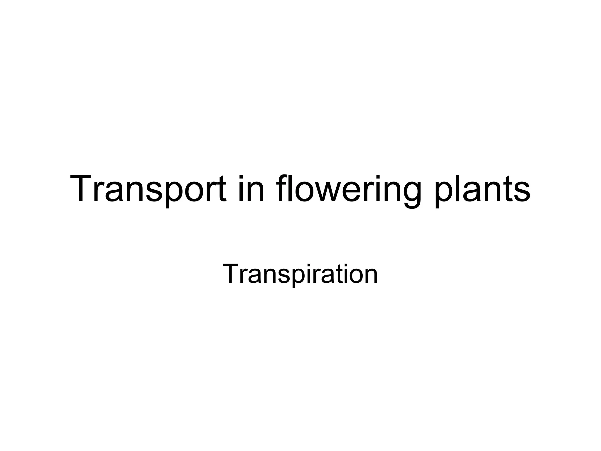 Transport In Flowering Plants 1 | PPT