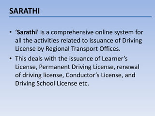 Road Safety and Modernization Activities in Transport Department, Govt ...