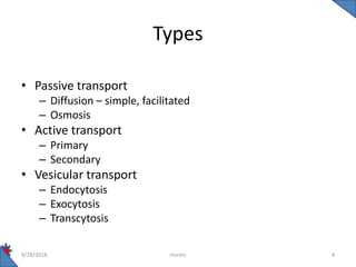 Transport across cell membrane | PPTX