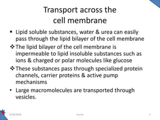 Transport across cell membrane in Physiology | PDF
