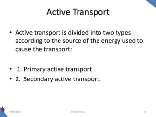Transport across cell membrane in Physiology | PDF