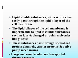 Transport across cell membrane | PPTX