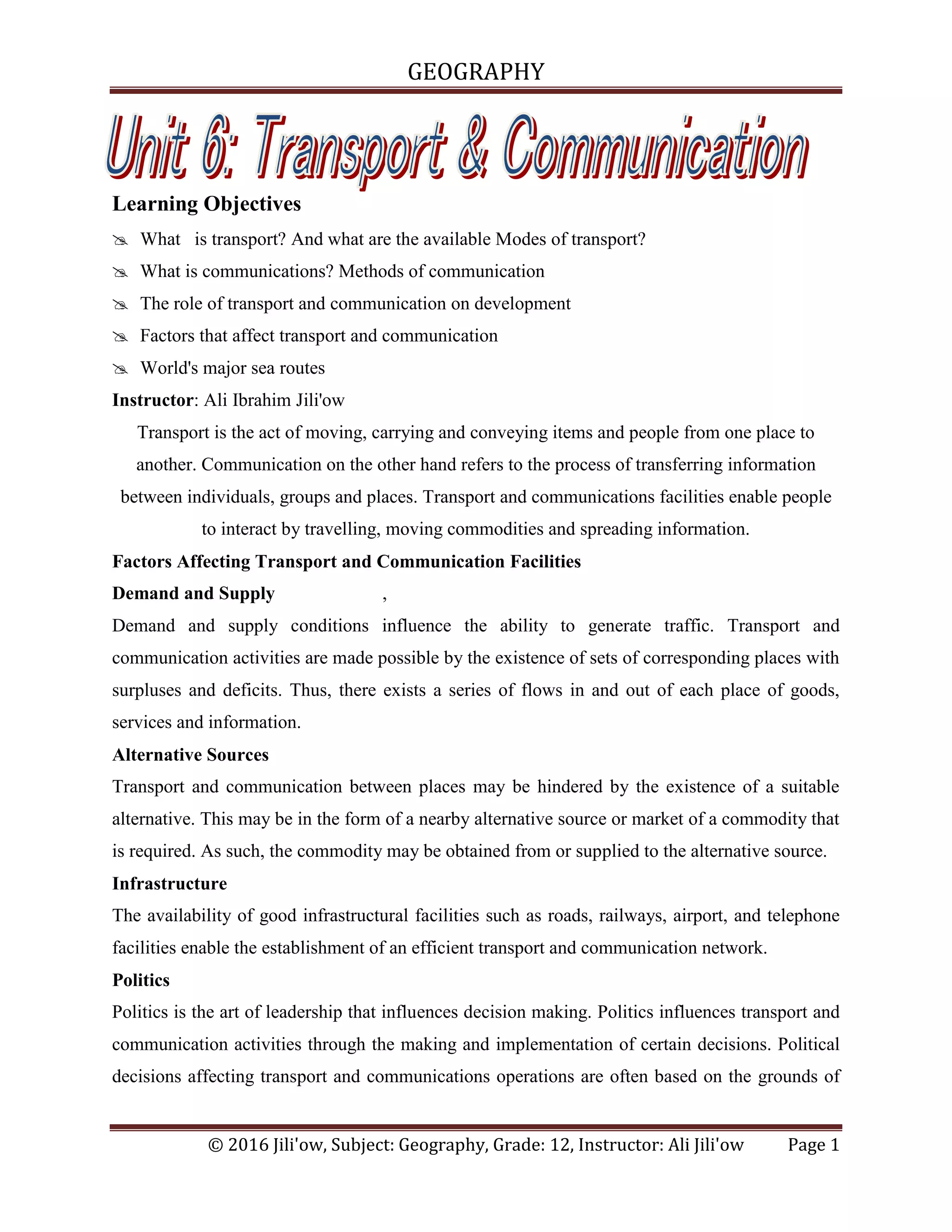 Transport and communication | PDF