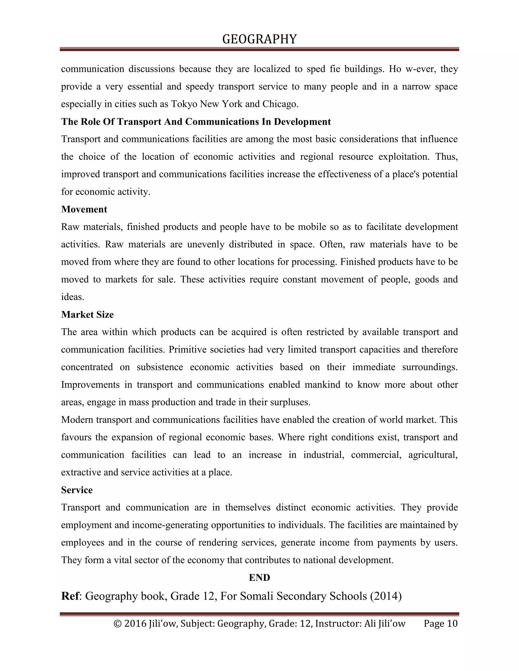 Transport and communication | PDF