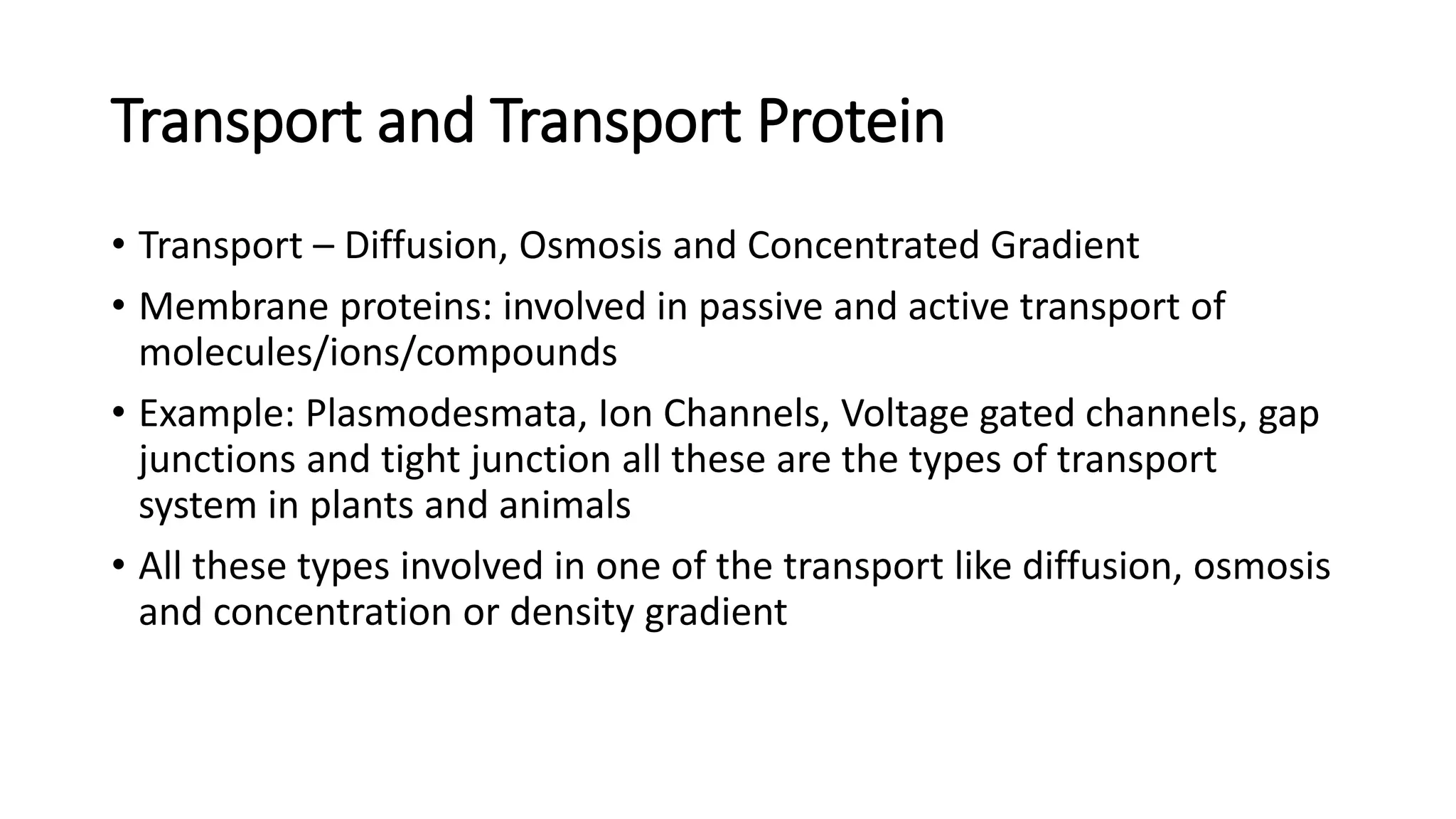Transport and transport protein in cell biology | PPTX