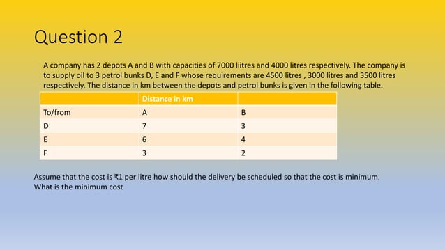 TRANSPORTATION PROBLEMS (LINEAR PROGRAMMING) | PPT TRANSPORTATION PROBLEMS (LINEAR PROGRAMMING) | PPT
