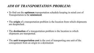 Transportation problems | PPTX
