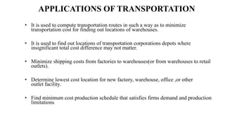 Transportation problems | PPTX