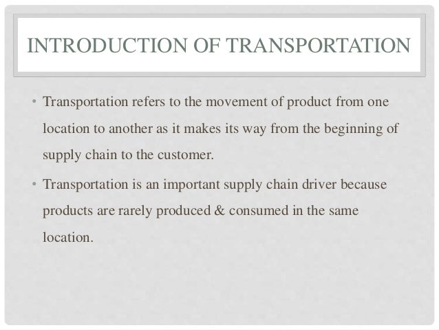 Transportation - Basics