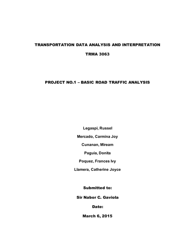 Transportation Data Analysis And Interpretation 1 Docx