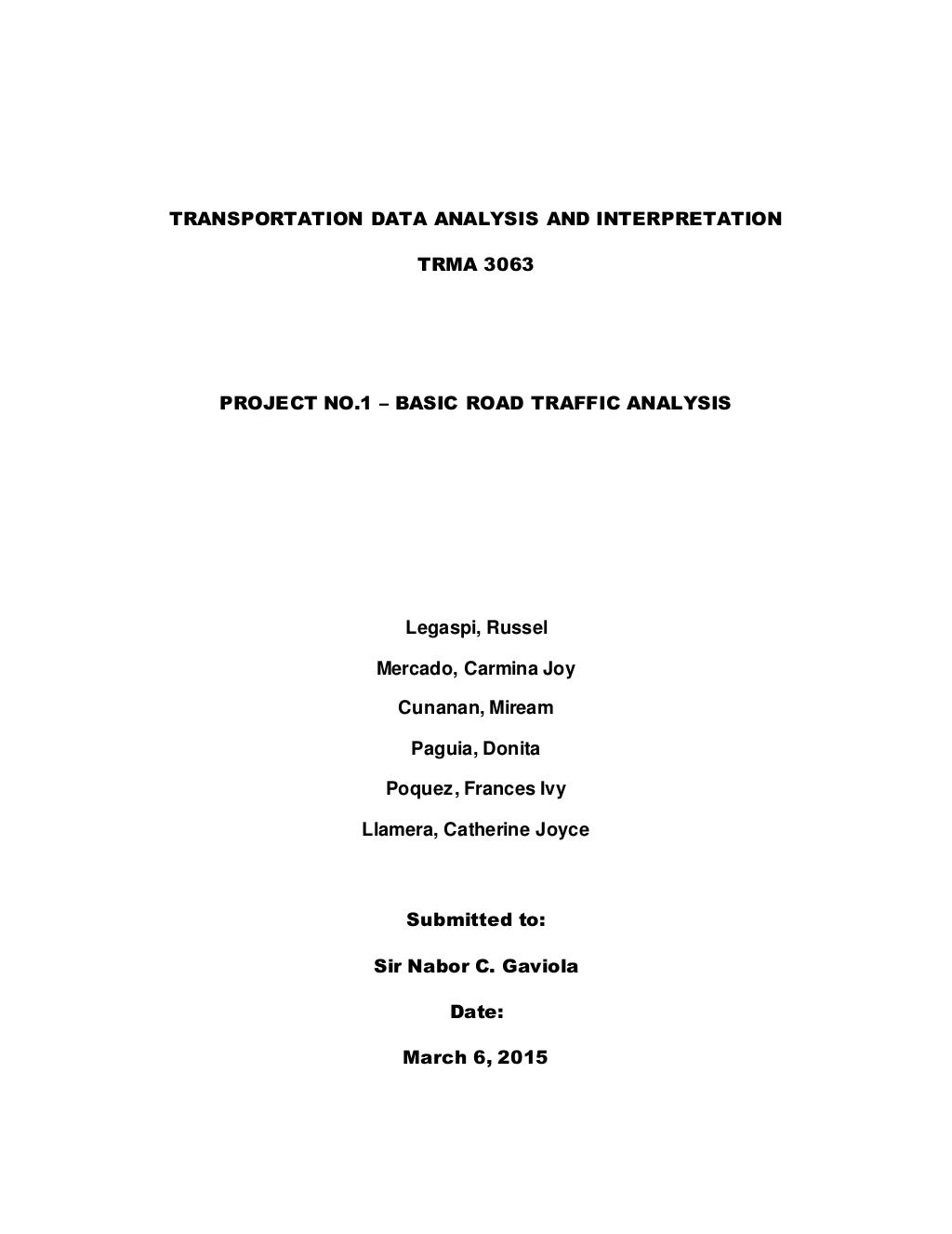 Transportation Data Analysis And Interpretation 1