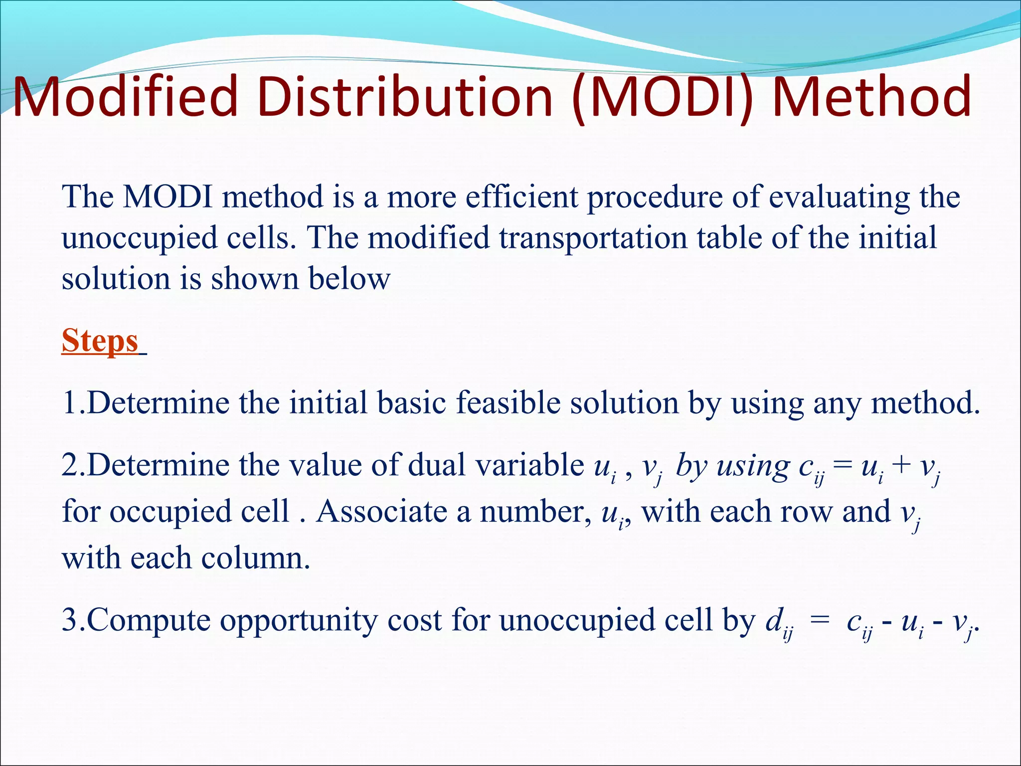 Transportation model and assignment model | PPT