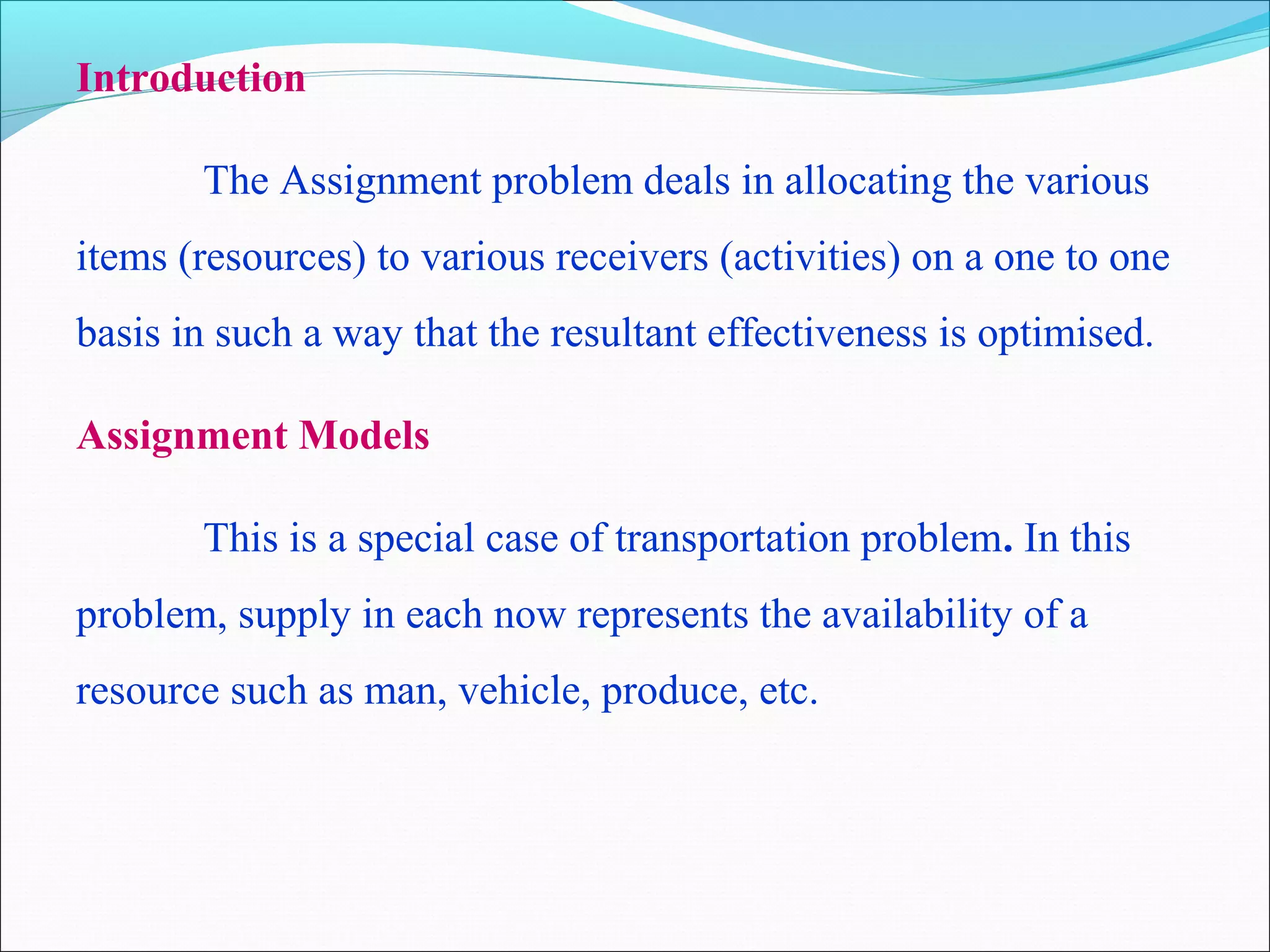 Transportation model and assignment model | PPT