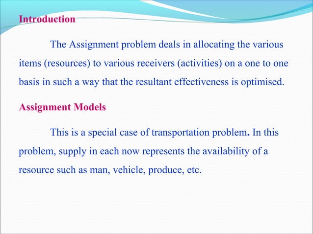 Transportation model and assignment model | PPT | Logistics and ...