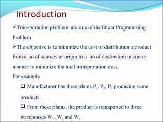 Transportation model and assignment model | PPT