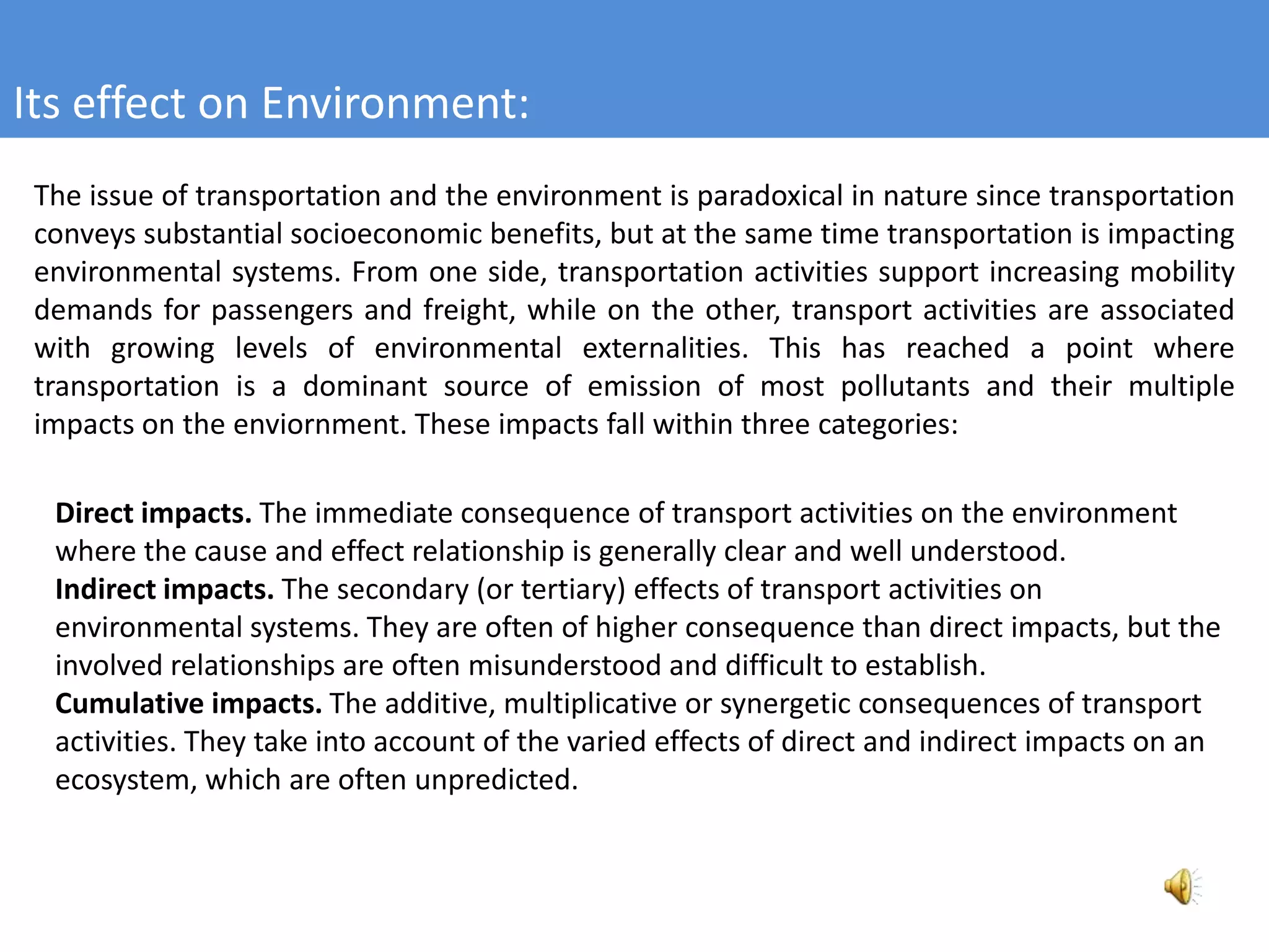 Transportation and its effect on environment | PPTX