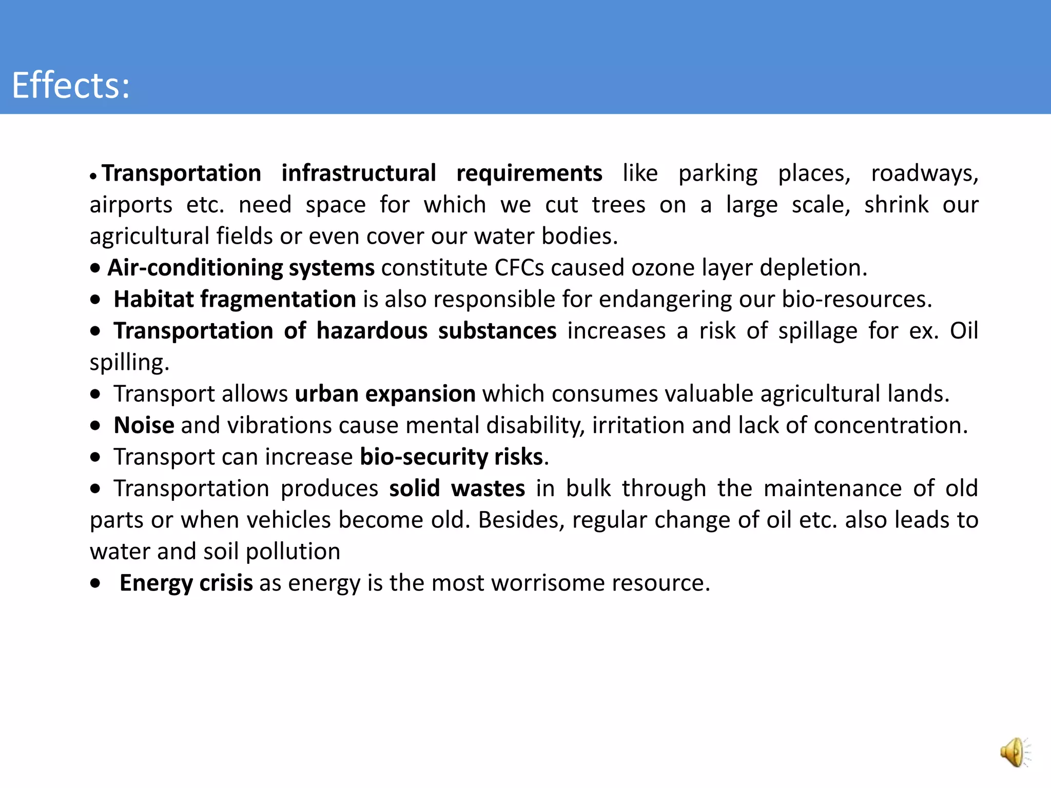 Transportation and its effect on environment | PPTX