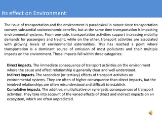 Transportation and its effect on environment | PPTX