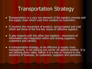 Transportation and delivery strategy | PDF