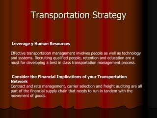 Transportation and delivery strategy | PDF