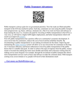 Transportation And Its Effect On The World | PDF