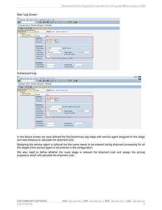 Transportation chain shipping cost calculation for multi leg with ...