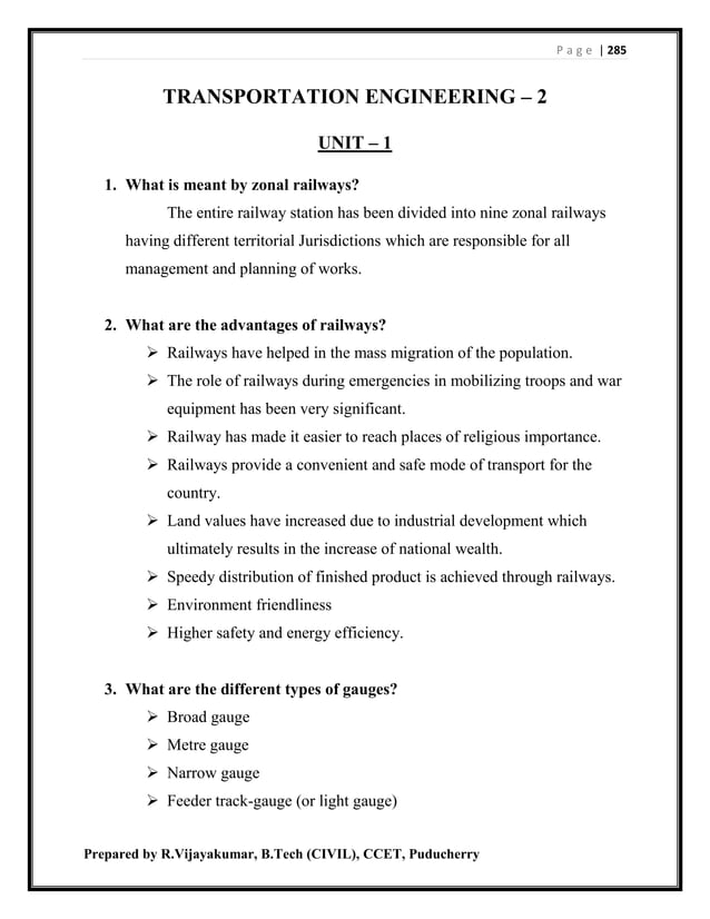 Transportation engineering 2 | PDF