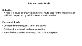Transportation Engineering- Modes of Transport, Types of roads ...