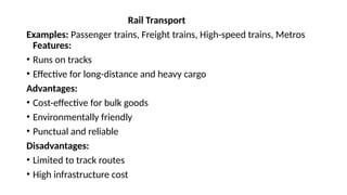 Transportation Engineering- Modes of Transport, Types of roads ...