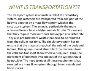 Transportation in human beings | PPTX